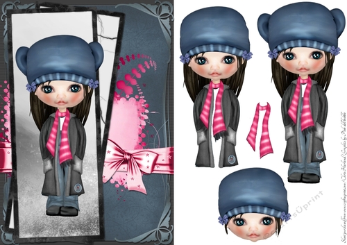 Pink Scarf Card Front - CUP802956_566 | Craftsuprint