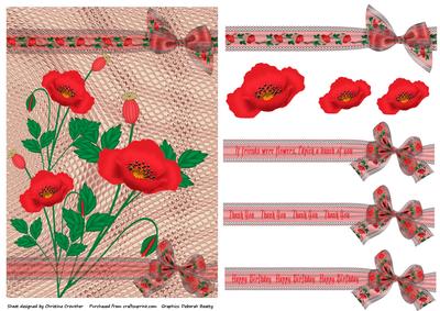 Poppies and Lace Ribbons Quick Decoupage - CUP206161_994 | Craftsuprint