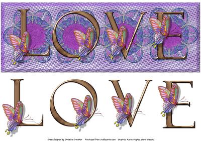 Purple Butterfly Love Large Dl Card with Decoupage - CUP209179_994 ...