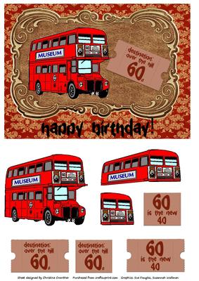 Red Bus 60th Birthday Card - CUP225646_994 | Craftsuprint