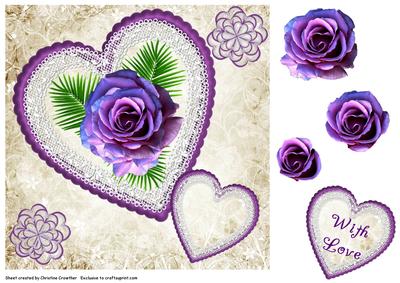 Purple Rose in Heart with Love - CUP312818_994 | Craftsuprint