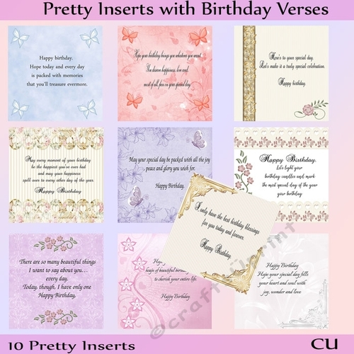 Pretty Inserts with Birthday Verses - CUP1032118_2232 | Craftsuprint