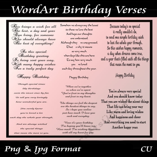 Word Art Birthday Verses - CUP990129_2232 | Craftsuprint