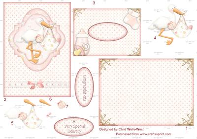 Baby Girl Triple Choice Card Sheet - CUP345422_65 | Craftsuprint