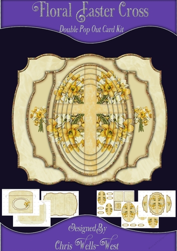 Floral Easter Cross Double Pop Out Card Kit - CUP948899_65 | Craftsuprint