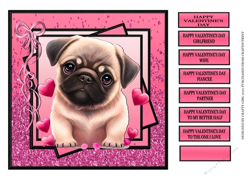 CUTE PUG VALENTINE - CUP1213451_22431 | Craftsuprint