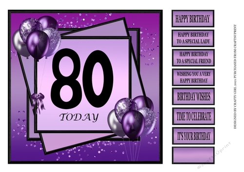 PURPLE 80TH BALLOONS - CUP1216172_22431 | Craftsuprint