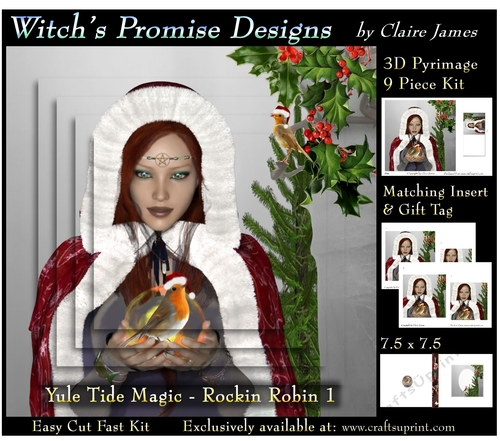 Yule Tide Magic - Rockin Robin 1 - 3D Pyramid kit + Insert & Gift Tag ...