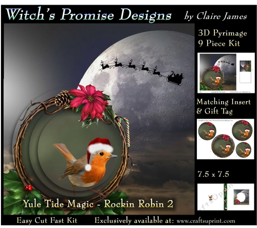 Yule Tide Magic - Rockin Robin 2 - 3D Pyramid kit + Insert & Gift Tag ...