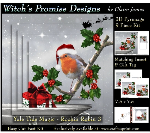 Yule Tide Magic - Rockin Robin 3 - 3D Pyramid kit + Insert & Gift Tag ...
