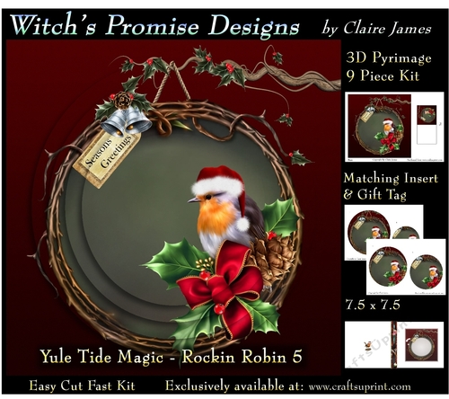 Yule Tide Magic - Rockin Robin 5 - 3D Pyramid kit + Insert & Gift Tag ...