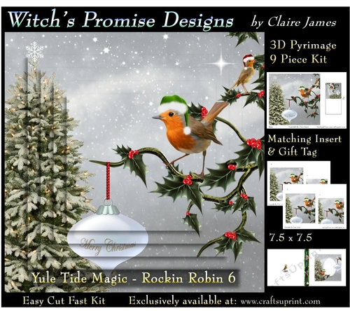 Yule Tide Magic - Rockin Robin 6 - 3D Pyramid kit + Insert & Gift Tag ...