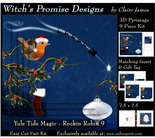 Yule Tide Magic - Rockin Robin 9 - 3D Pyramid kit + Insert & Gift Tag ...