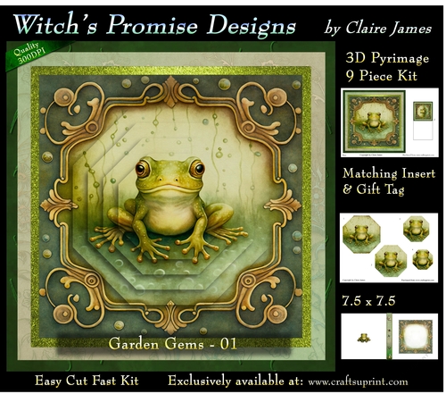 Garden Gems 1 Frog - 3D Pyramid kit + Insert & Gift Tag - CUP1214537 ...