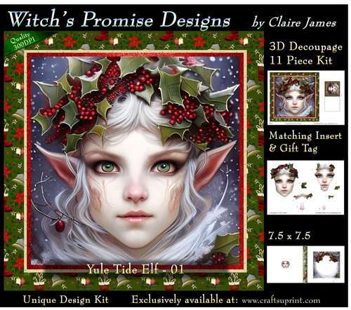 Yule Tide Elf 1 (Dark) - 3D Decoupage kit + Insert & Gift Tag ...