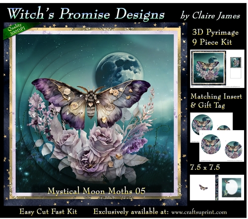 Mystical Moon Moths 5 - 3D Pyramid kit + Insert & Gift Tag - CUP1277868 ...