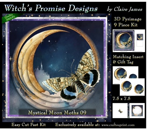 Mystical Moon Moths 9 - 3D Pyramid kit + Insert & Gift Tag - CUP1277882 ...