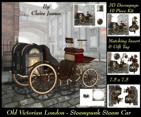 Old London - Beautiful 3D Steampunk Steam Car + Tag & Insert ...
