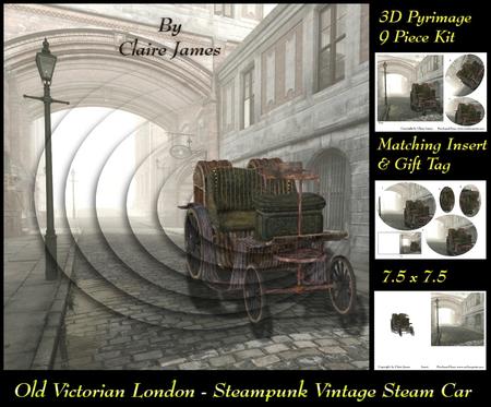 Old London - Steampunk Vintage Steam Car Pyrimage Insert+tag ...