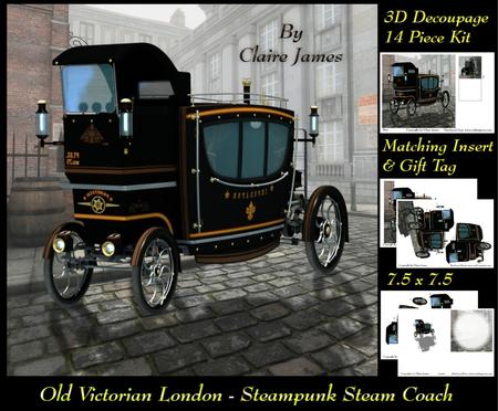 Old Victorian London - Steampunk Steam Coach 2 +insert & Tag ...