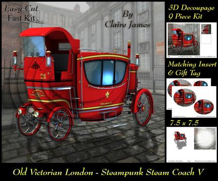 Old London - Steampunk Vintage Steam Coach 5 + Insert & Tag - CUP647362_2236 | Craftsuprint