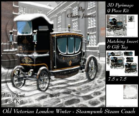 Old Victorian London-winter-steampunk Vintage Steam Coach + - CUP648427_2236 | Craftsuprint