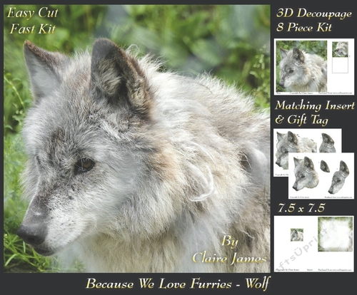 Because We Love Furries - Beautiful Wolf 3D Decoupage + Insert & Tag ...