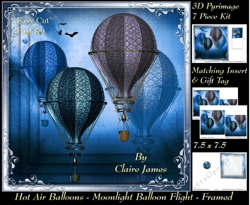 Hot Air Balloons - Moonlight Balloon Flight Framed - Pyrimage/Pyramid ...