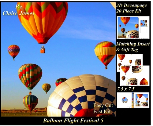 Hot Air Balloons - Balloon Flight Festival 5 - 3D Decoupage + Insert ...