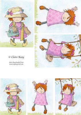 Cute Girl Toppers Sheet for Crafts - CUP172468_948 | Craftsuprint