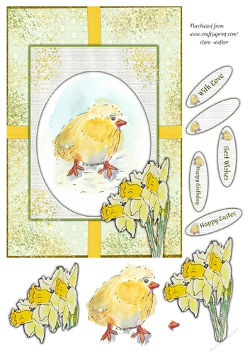 CUTE CHICK EASTER CARD: A5 Quick Card With Optional Decoupage & 5 ...