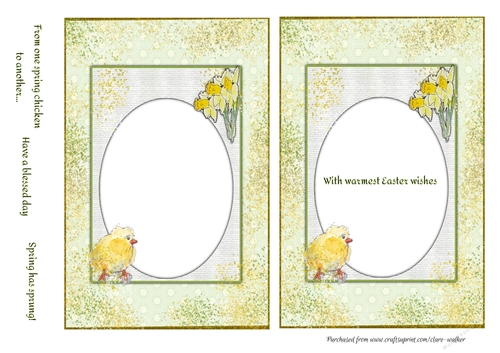 CUTE EASTER CHICK INSERTS: 2 Inserts, 1 Blank, 1 With Short Verse ...
