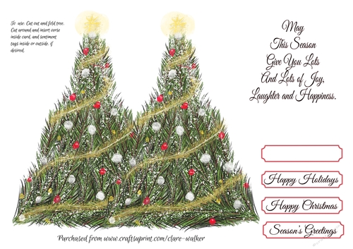 CHRISTMAS TREE SHAPED CARD: With Tree-Shaped Insert Verse and 4 ...