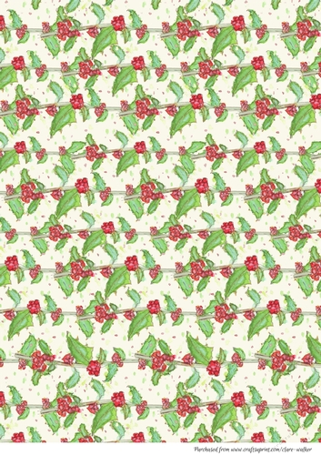 CHRISTMAS HOLLY BACKGROUND: A4 Multi-Directional Holly-Patterned ...