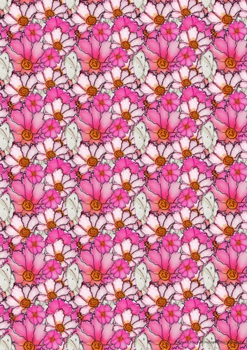PINK COSMOS FLORAL BACKGROUND: A4 Patterned Backing Paper ...