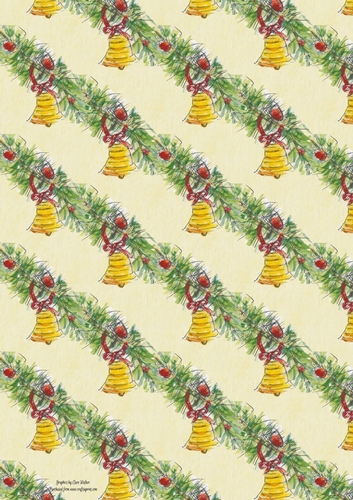 CHRISTMAS BELLS AND BERRIES BACKGROUND: A4 Festive Patterned Backing ...