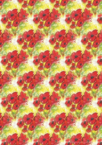 POPPY CLUSTER BACKGROUND: A4 Red Poppies Floral Patterned Backing Paper ...