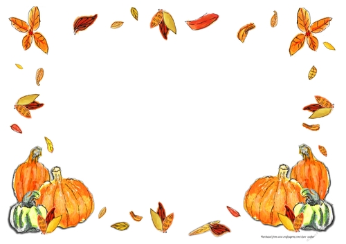 A4 COSY PUMPKIN AND FALLING LEAF HORIZONTAL BORDER/BACKGROUND: For ...