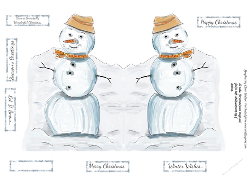 CHRISTMAS SNOWMAN-Shaped Card,with 7 Sentiment Tags and Commercial Use ...