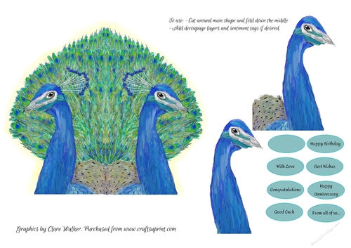PEACOCK-SHAPED CARD with Decoupage For Birthdays and Other Occasions ...