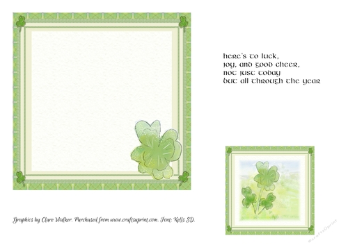 SHAMROCK/FOUR-LEAF CLOVER INSERT: For St Patricks Day and Good Luck ...