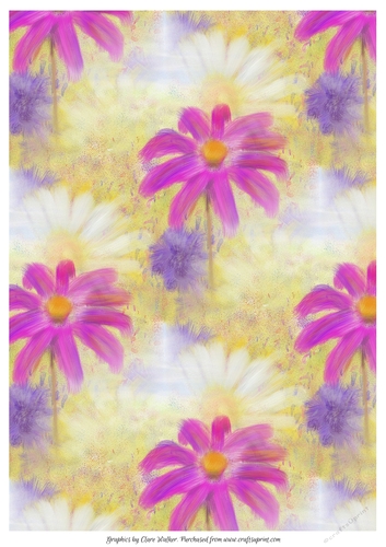 SUMMER FLOWERS: A4 Floral Background/Backing Paper Pattern With ...