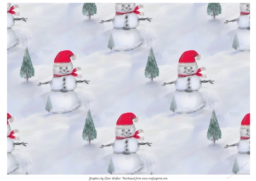 CHRISTMAS SNOWMAN SANTA : A4 Background/Backing Paper With Commercial ...