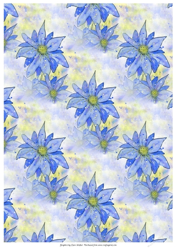 BLUE FLORAL BACKGROUND/BACKING PAPER: A4 With Commercial Use ...