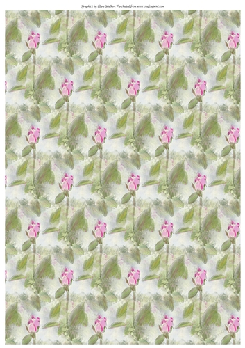 PINK ROSEBUD BACKGROUND: A4 Backing Paper With Rosebuds & Commercial ...