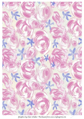 PINK ROSES & CLEMATIS: A4 Pink Roses Background/Backing Paper With ...