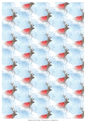 CHRISTMAS REINDEER IN THE SNOW: A4 Background/Backing Paper With ...