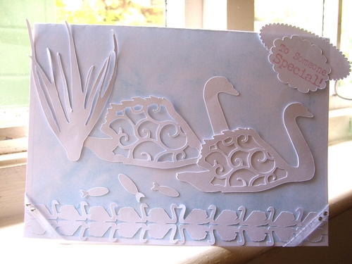 Scrolled Swans and Swan Border Card - CUP736208_198 | Craftsuprint