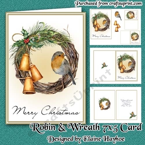 Robin & Wreath 5x7 Card Kit - CUP903050_72307 | Craftsuprint
