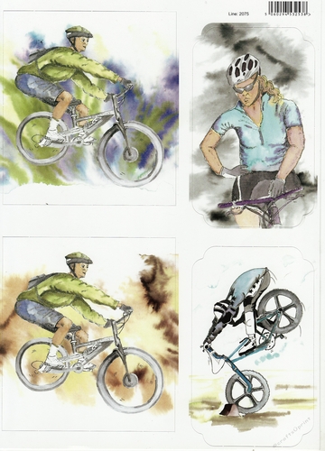 2 x 2075DC - A4 Cyclist, BMX, Mountain Bikes - DIE CUT CRAFT SHEET ...